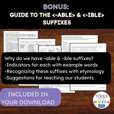 Accept Except's Word Family Plus -Able & -Ible Suffix Guide | Tools for ...